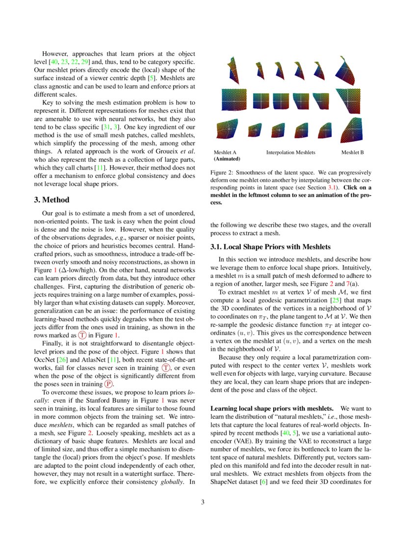 Meshlet Priors for 3D Mesh Reconstruction | DeepAI