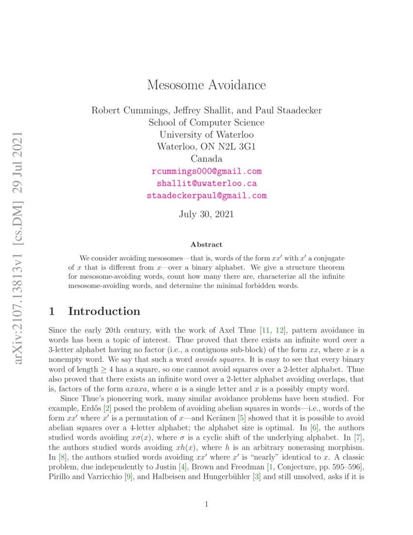 Mesosome Avoidance | DeepAI