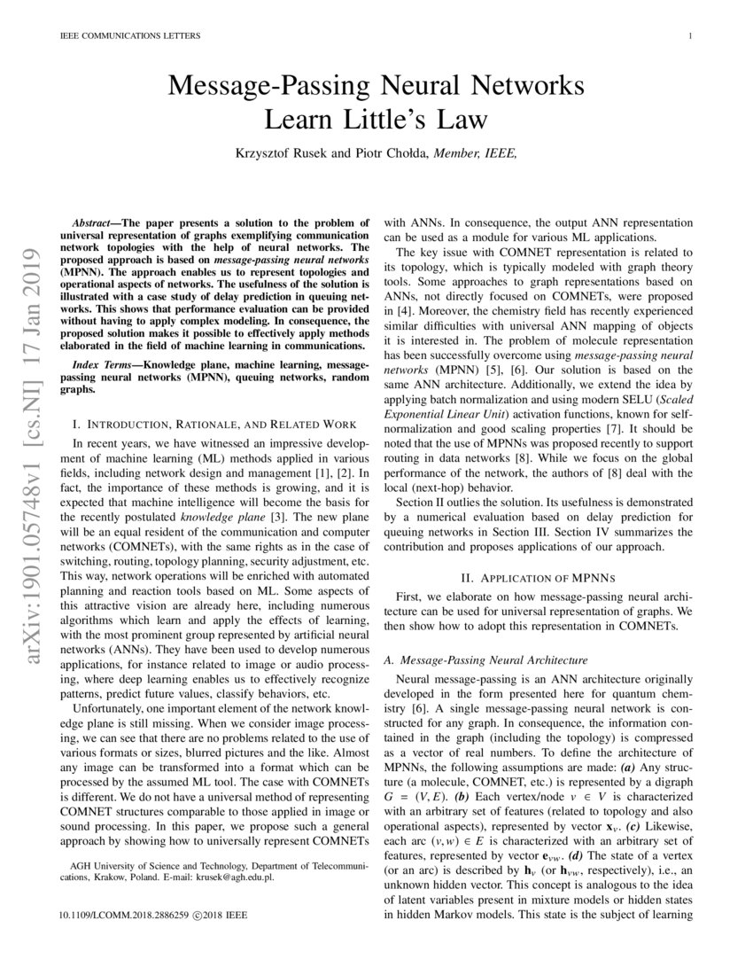 Message Passing Neural Networks Learn Littles Law Deepai