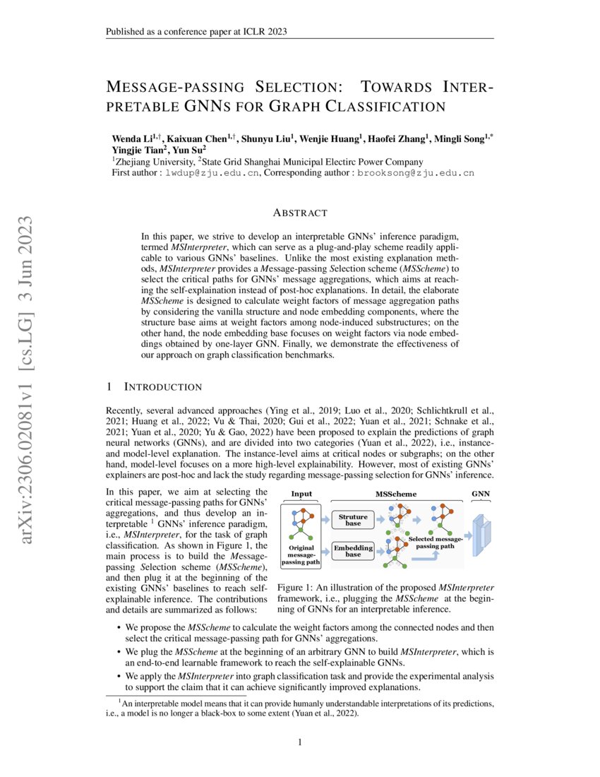 Message-passing selection: Towards interpretable GNNs for graph ... Message-passing selection: Towards interpretable GNNs for graph ...