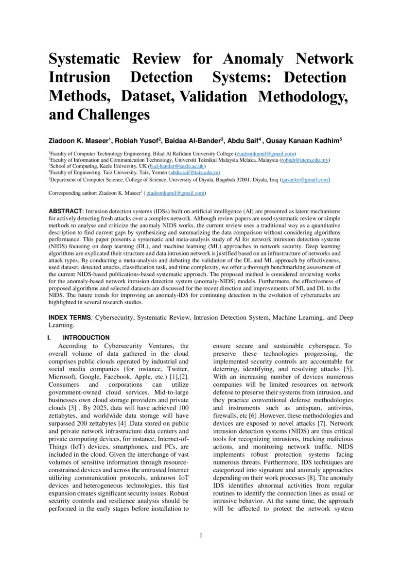 Meta-Analysis and Systematic Review for Anomaly Network Intrusion Detection Systems: Detection ...