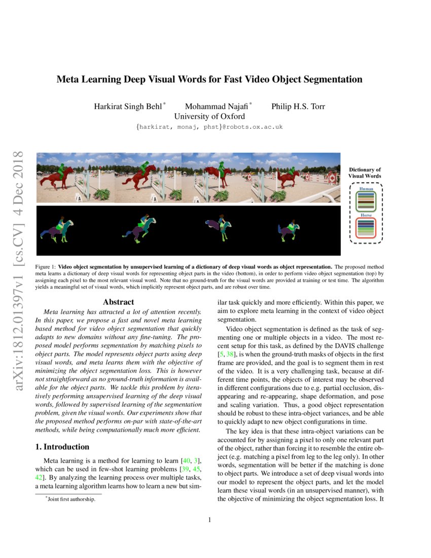 Meta Learning Deep Visual Words for Fast Video Object Segmentation | DeepAI