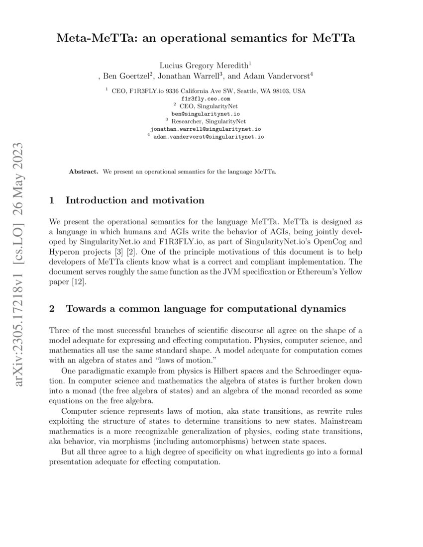 Meta-MeTTa: an operational semantics for MeTTa | DeepAI