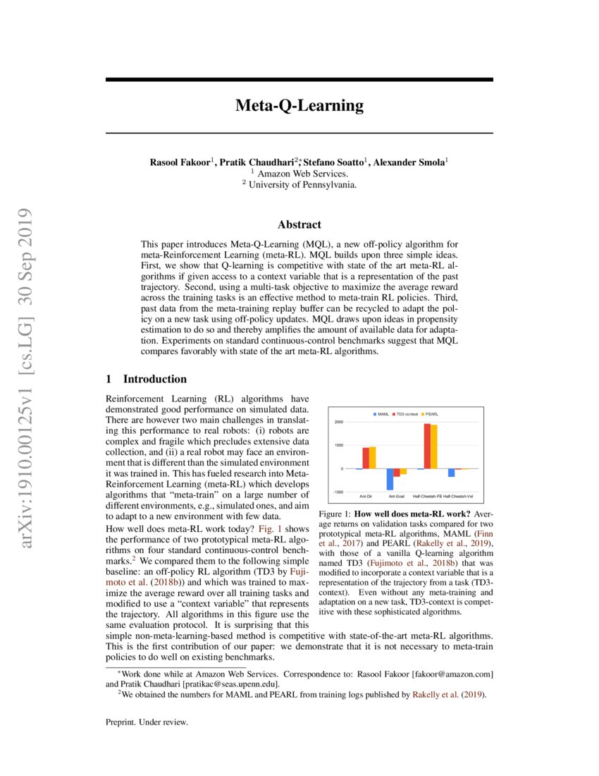 Meta-Q-Learning | DeepAI