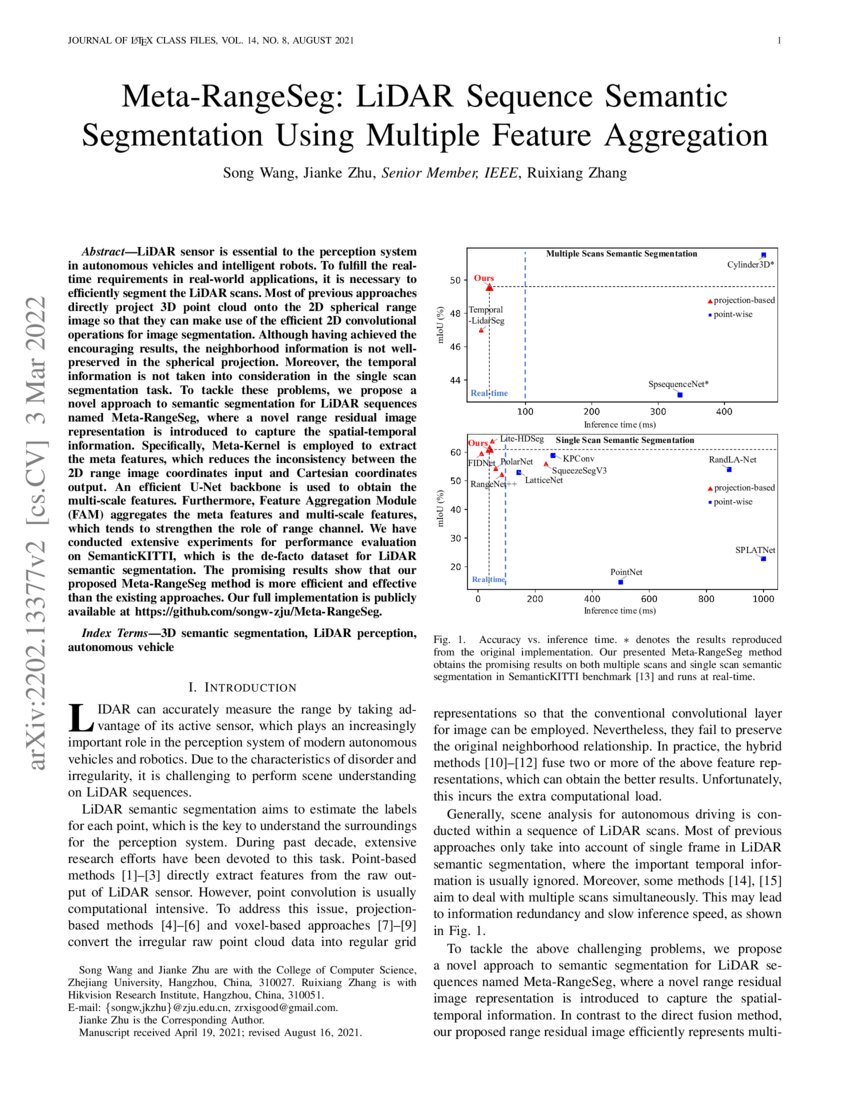 Meta-RangeSeg: LiDAR Sequence Semantic Segmentation Using Multiple ... Meta-RangeSeg: LiDAR Sequence Semantic Segmentation Using Multiple ...