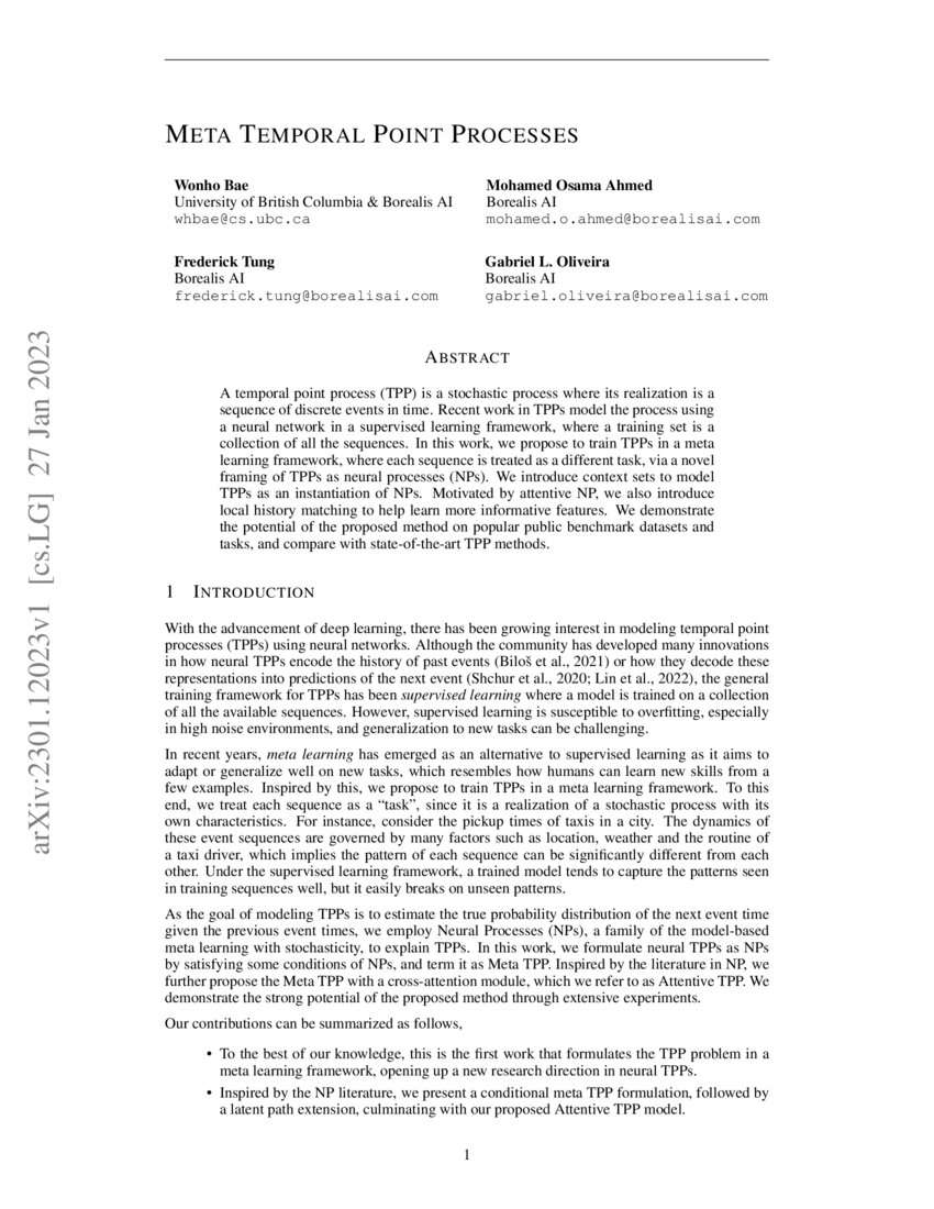 Meta Temporal Point Processes | DeepAI Meta Temporal Point Processes | DeepAI