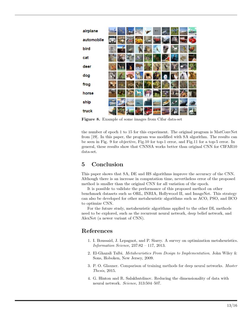 Metaheuristic Algorithms For Convolution Neural Network Deepai