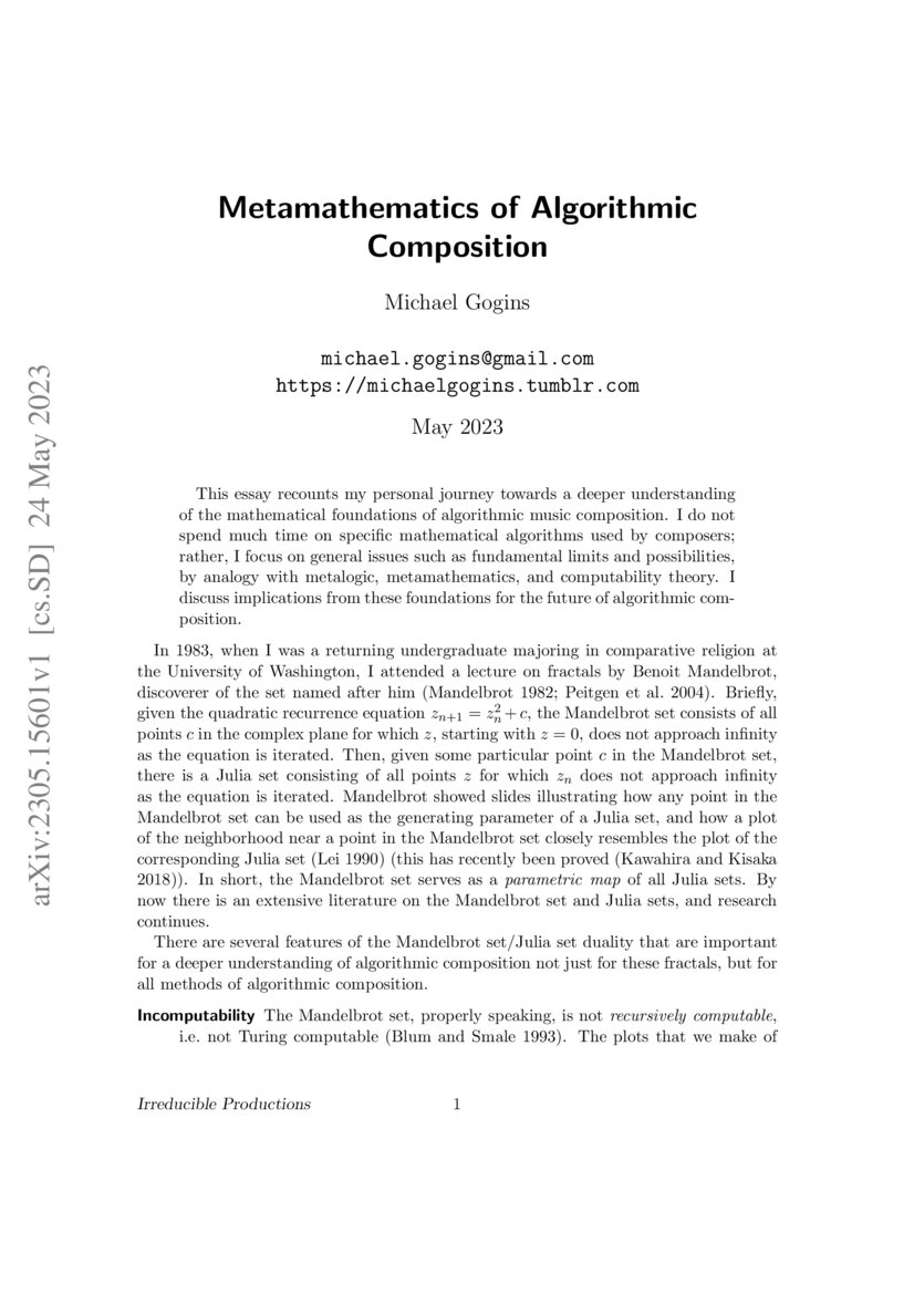 Metamathematics of Algorithmic Composition | DeepAI