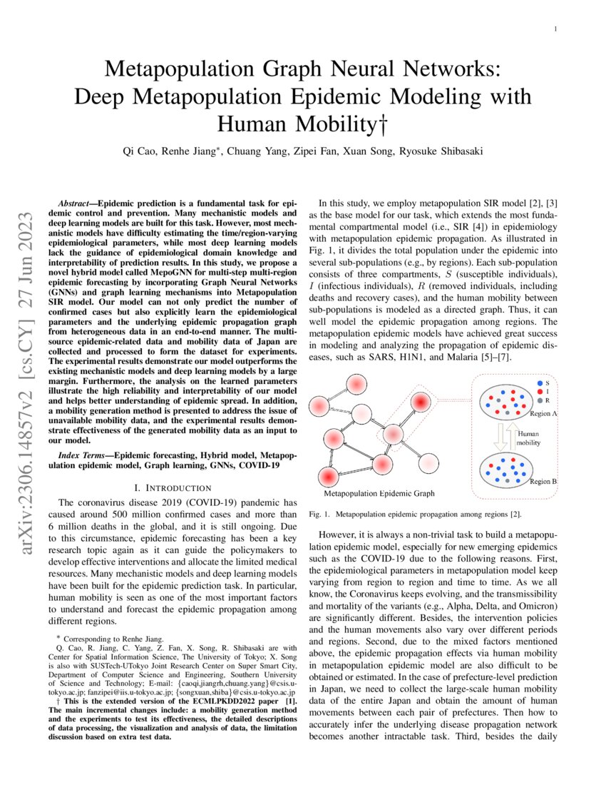 Metapopulation Graph Neural Networks: Deep Metapopulation Epidemic Modeling with Human Mobility ...
