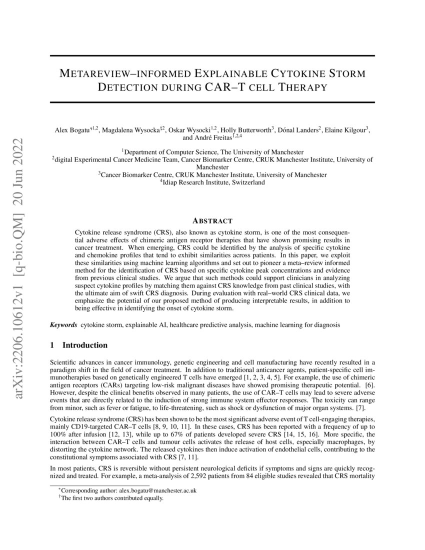 Metareview-informed Explainable Cytokine Storm Detection during CAR-T ...