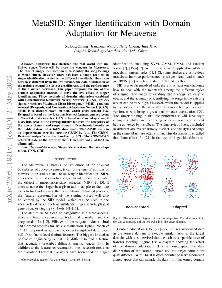 MetaSID: Singer Identification with Domain Adaptation for Metaverse ...