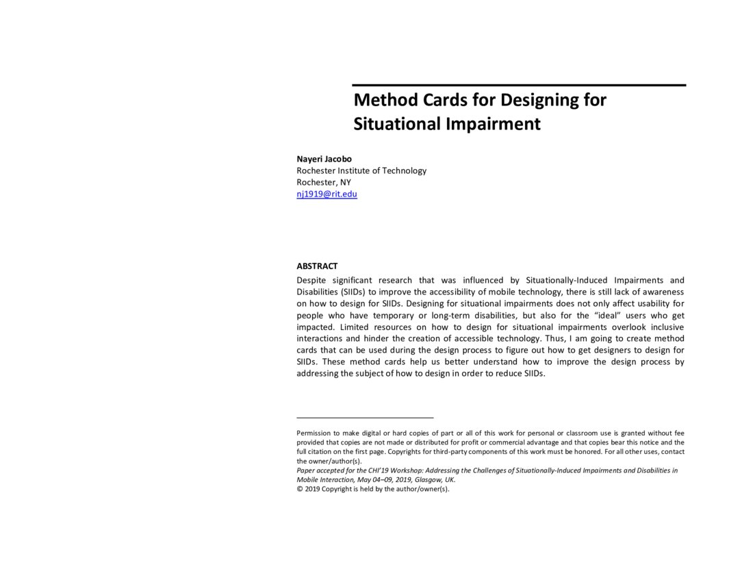 Method Cards for Designing for Situational Impairment | DeepAI