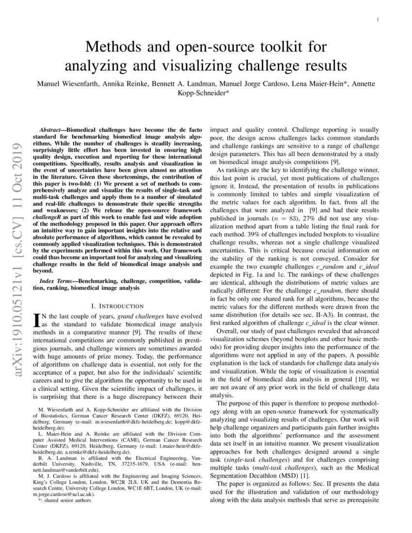 Methods And Open Source Toolkit For Analyzing And Visualizing Challenge Results Deepai