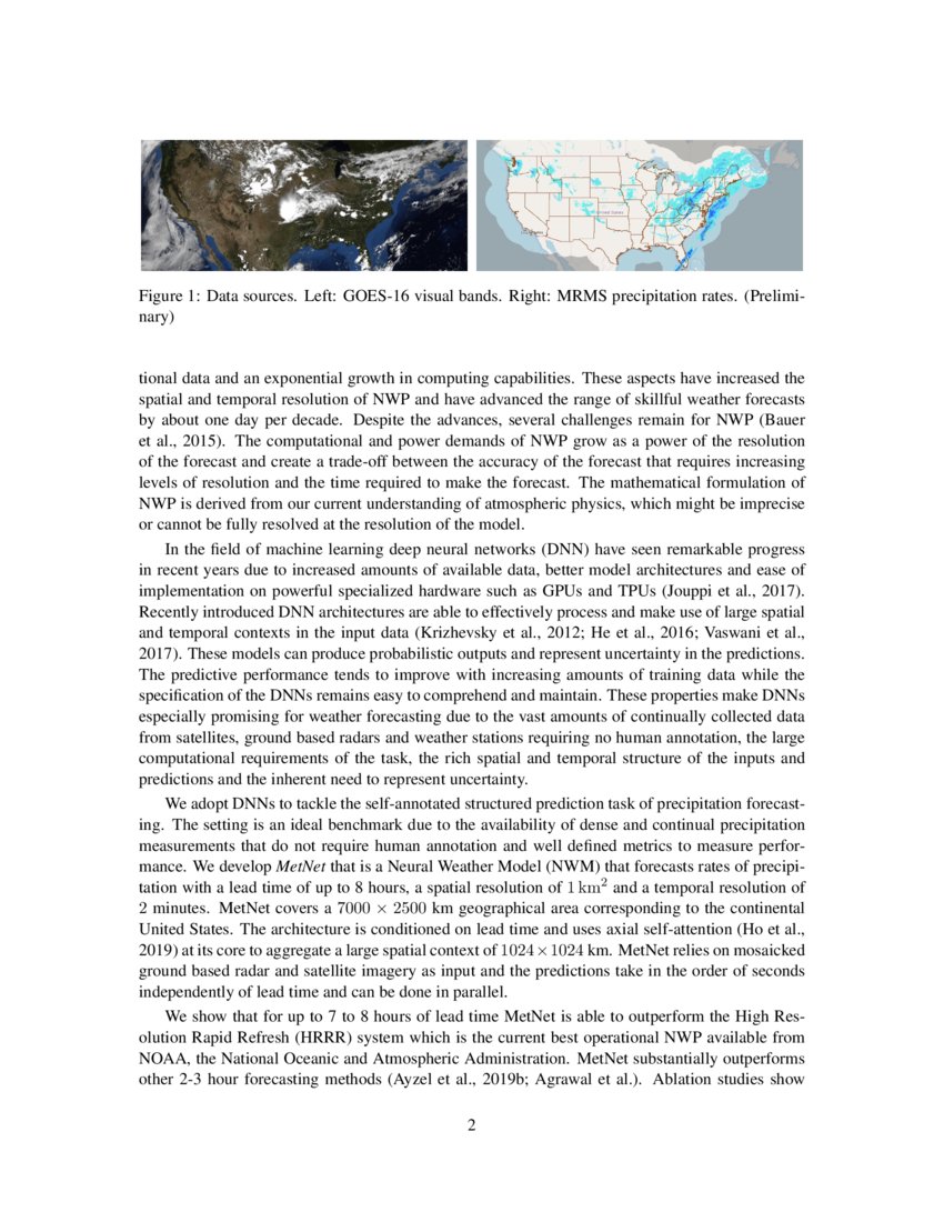 MetNet: A Neural Weather Model for Precipitation Forecasting | DeepAI