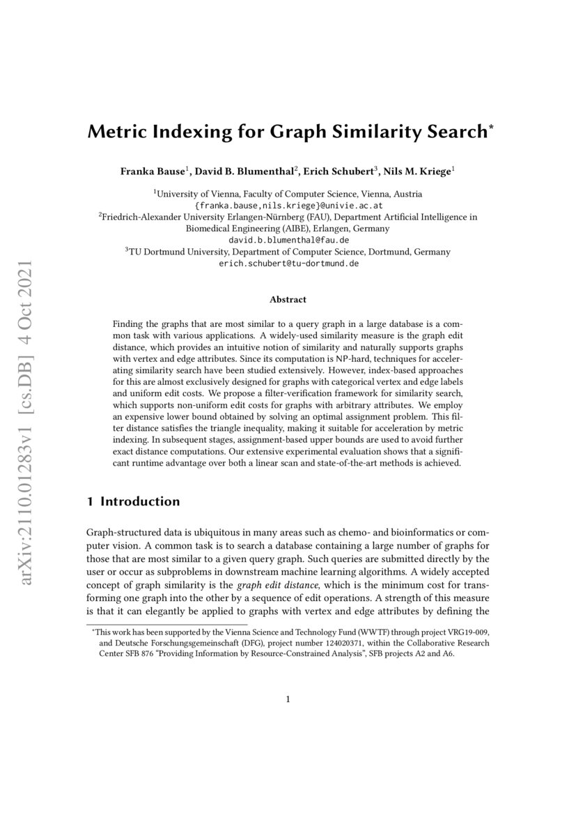 Metric Indexing for Graph Similarity Search | DeepAI