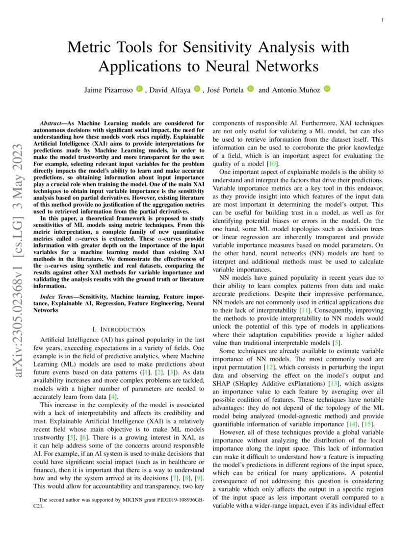 Metric Tools for Sensitivity Analysis with Applications to Neural Networks | DeepAI