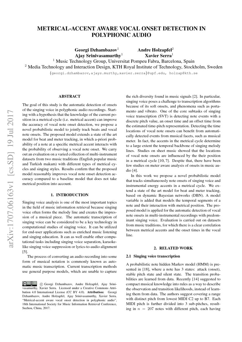 Metrical Accent Aware Vocal Onset Detection In Polyphonic Audio Deepai 9969