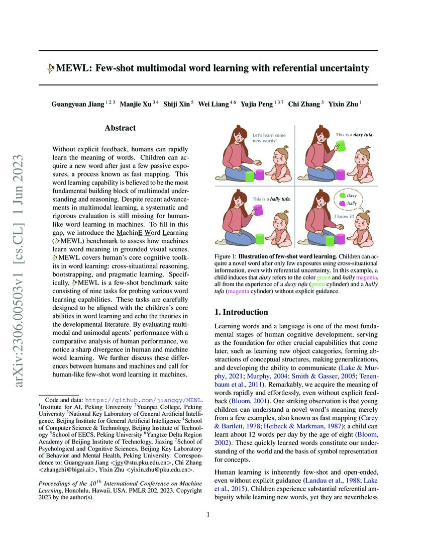 MEWL: Few-shot multimodal word learning with referential uncertainty ...