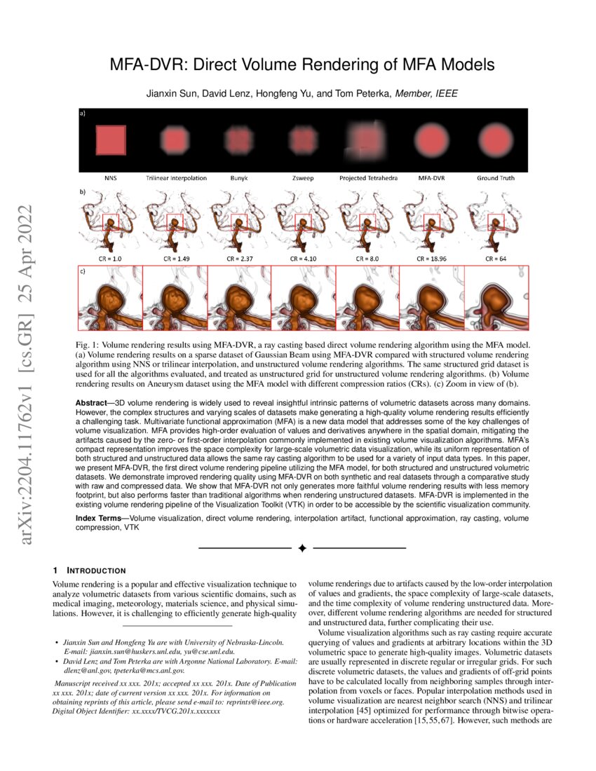 MFA-DVR: Direct Volume Rendering of MFA Models | DeepAI