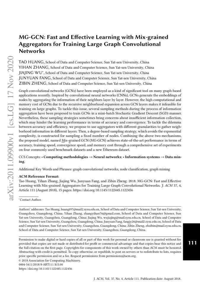 MG-GCN: Fast and Effective Learning with Mix-grained Aggregators for Training Large Graph ...