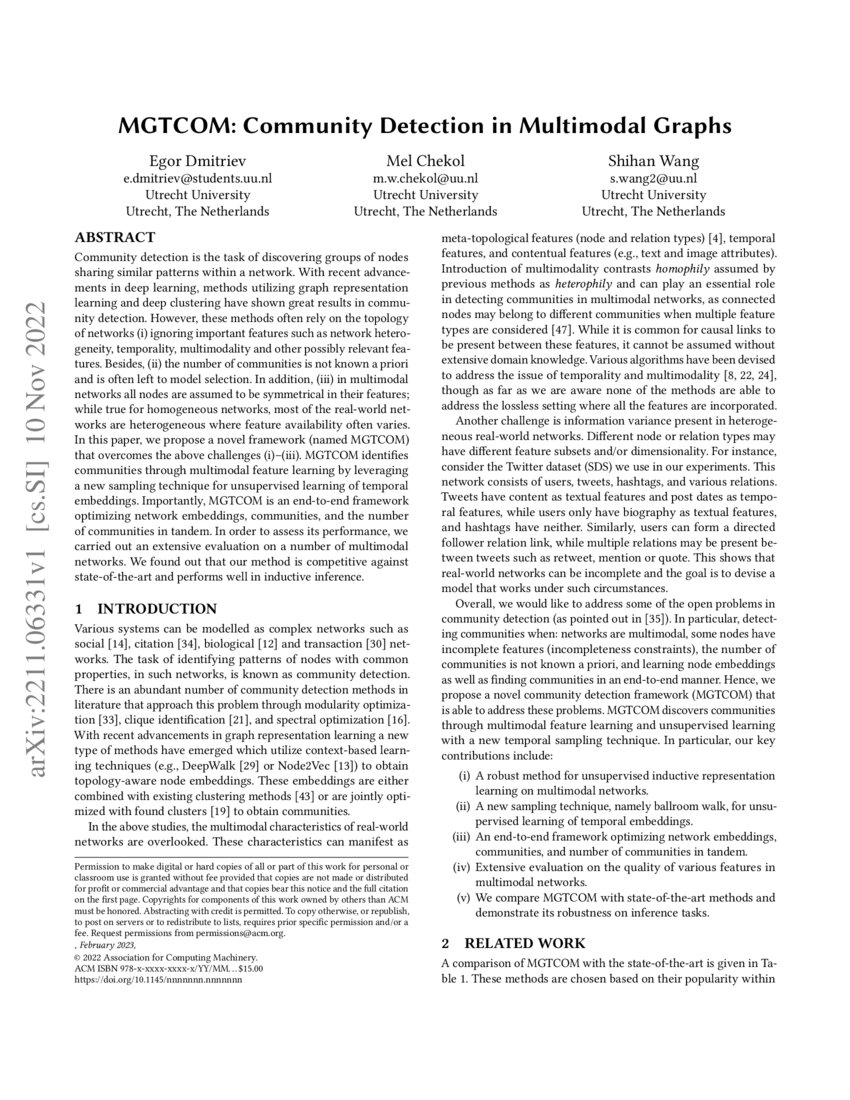 Mgtcom Community Detection In Multimodal Graphs Deepai