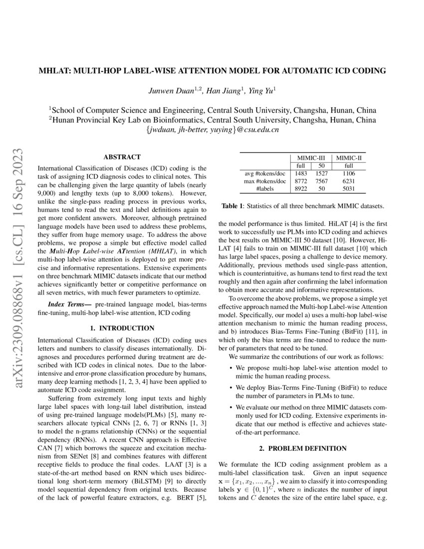 Mhlat Multi Hop Label Wise Attention Model For Automatic Icd Coding Deepai