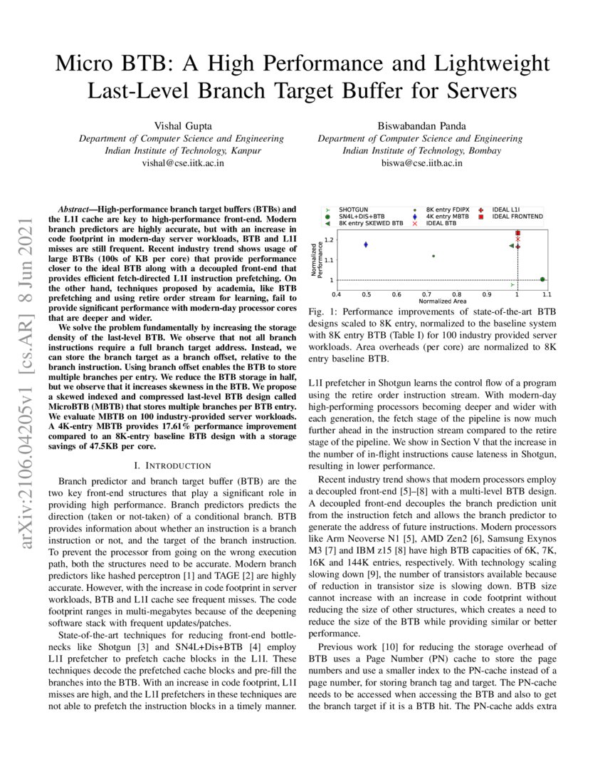 Micro BTB: A High Performance and Lightweight Last-Level Branch Target ...