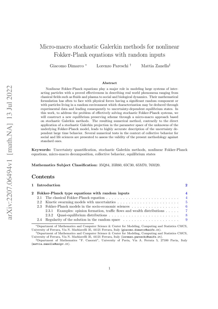 Micro-macro stochastic Galerkin methods for nonlinear Fokker-Plank equations with random inputs ...