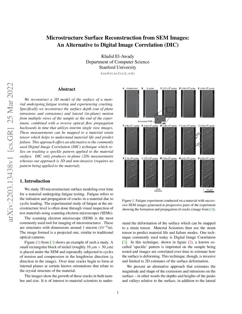 Microstructure Surface Reconstruction From Sem Images An Alternative