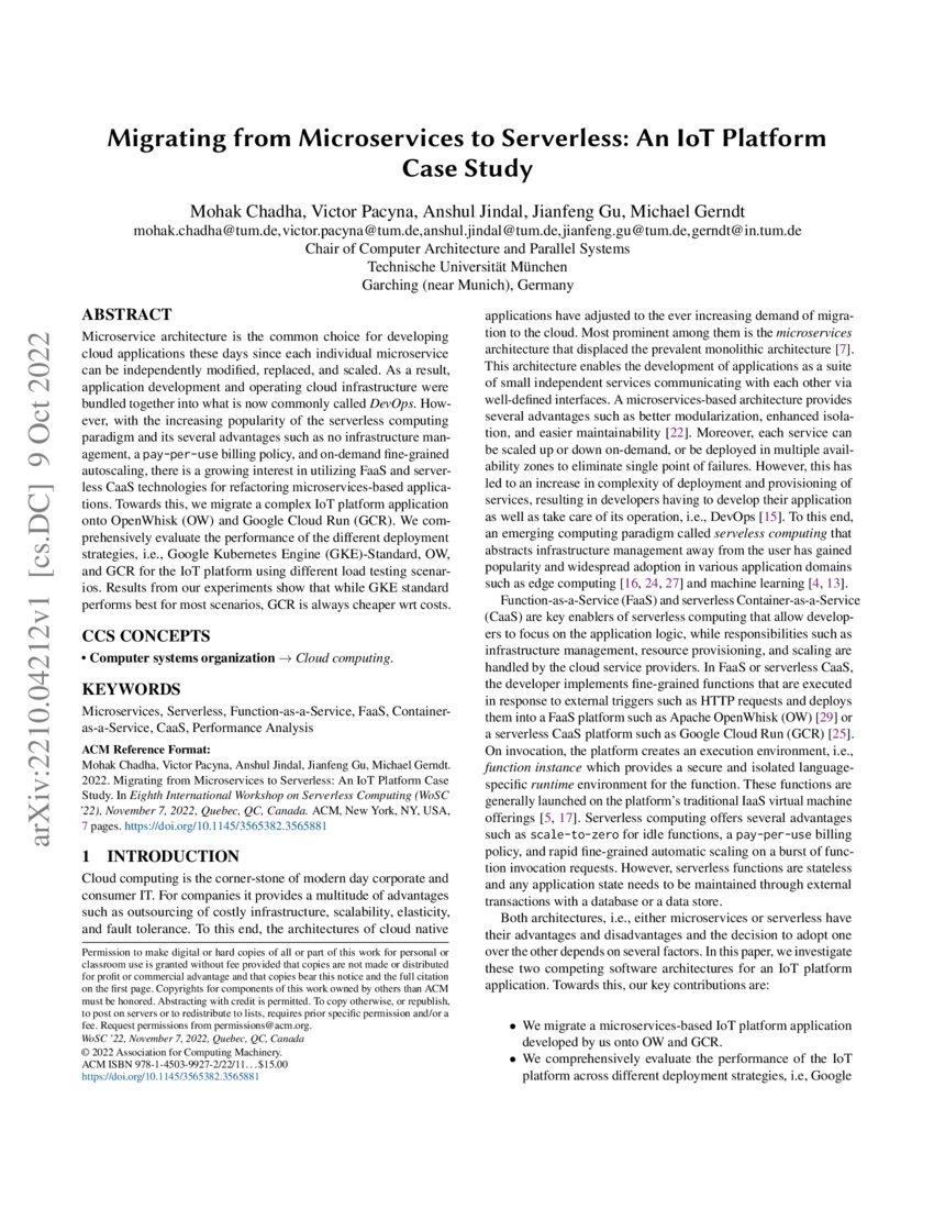 Migrating from Microservices to Serverless: An IoT Platform Case Study | DeepAI