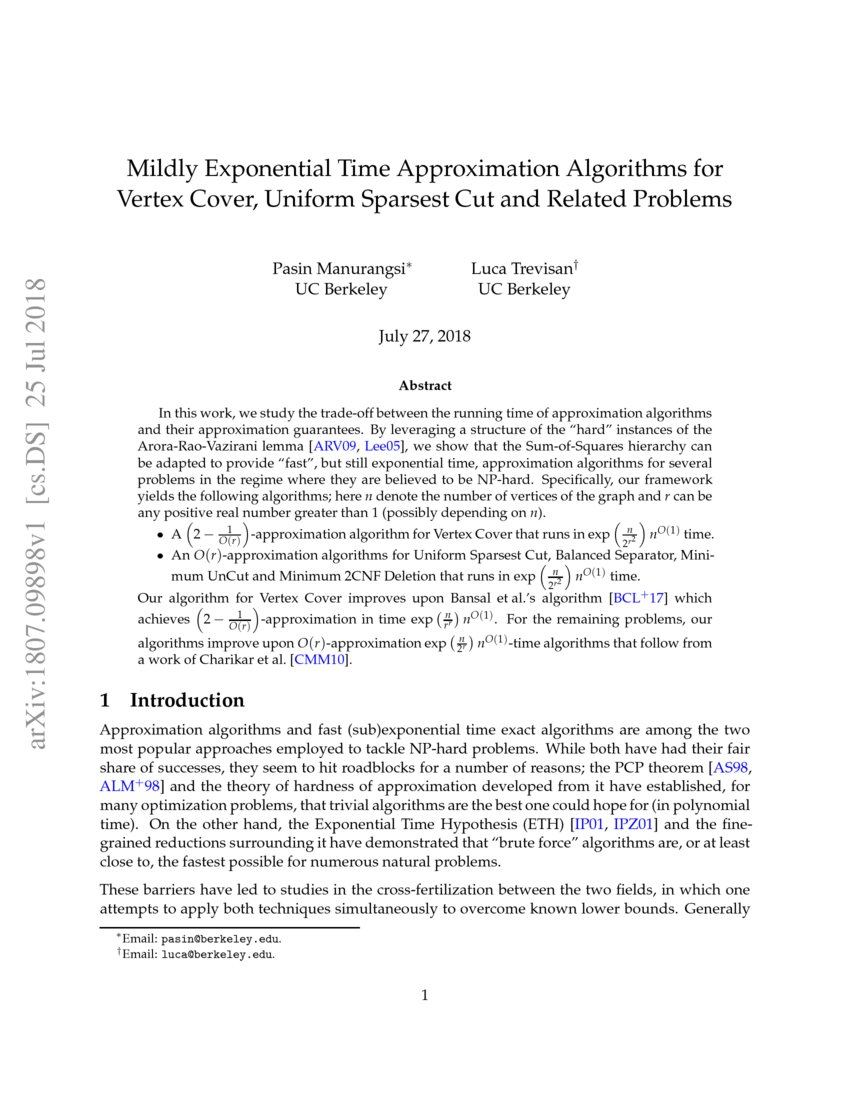 Mildly Exponential Time Approximation Algorithms For Vertex Cover Uniform Sparsest Cut And
