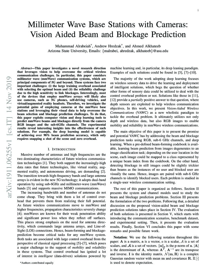 Millimeter Wave Base Stations with Cameras: Vision Aided Beam and ...