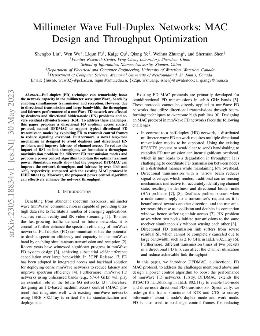 Millimeter Wave Full-Duplex Networks: MAC Design and Throughput Optimization | DeepAI