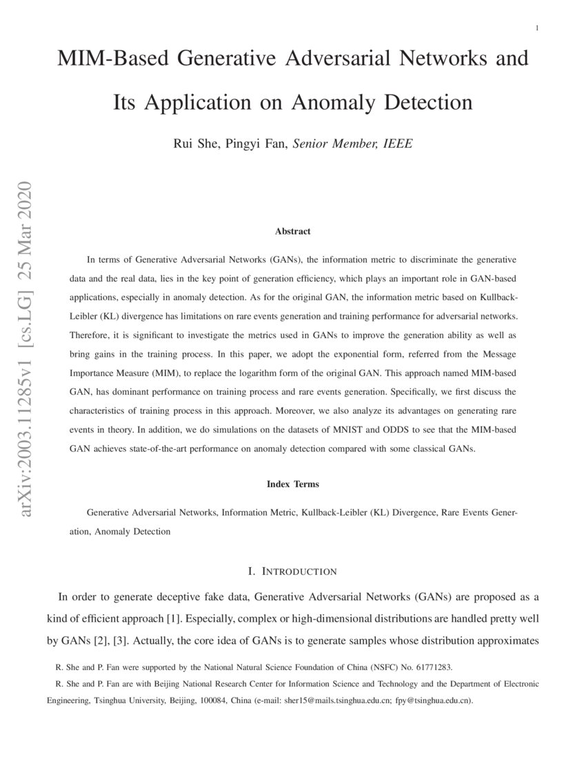 Mim Based Generative Adversarial Networks And Its Application On Anomaly Detection Deepai