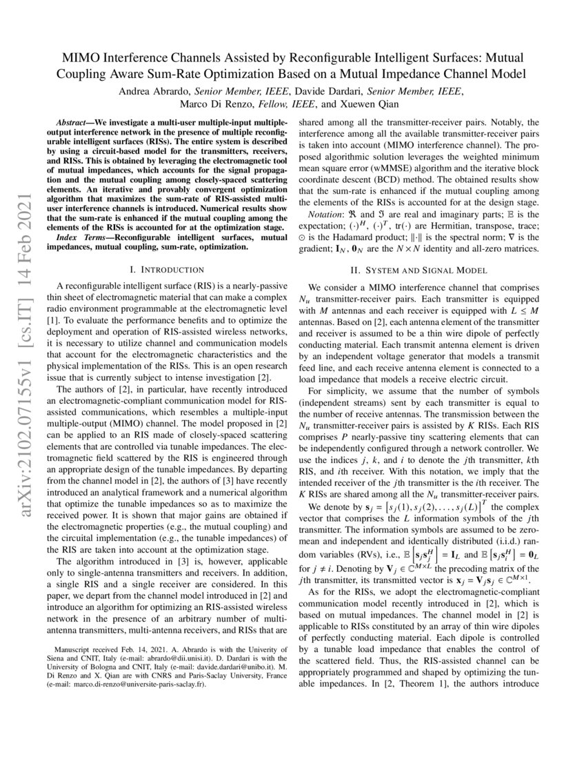 MIMO Interference Channels Assisted by Reconfigurable Intelligent Surfaces: Mutual Coupling ...