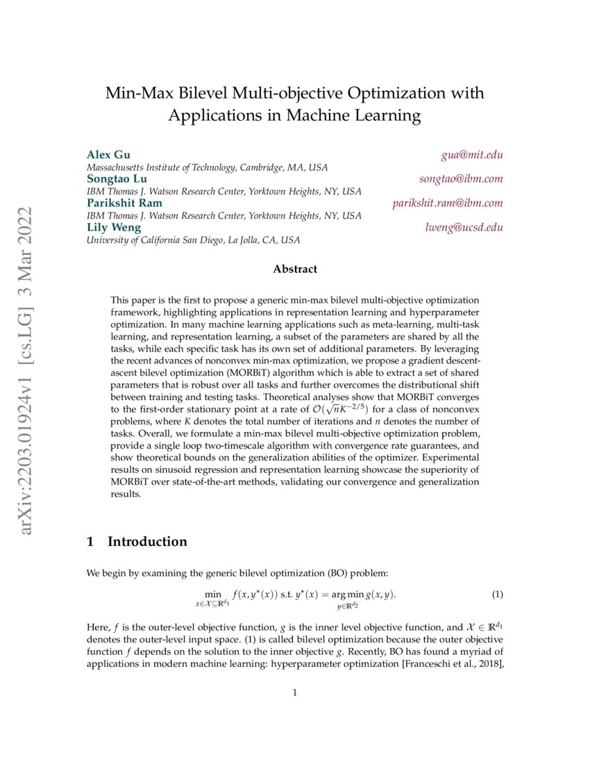 Min Max Bilevel Multi Objective Optimization With Applications In