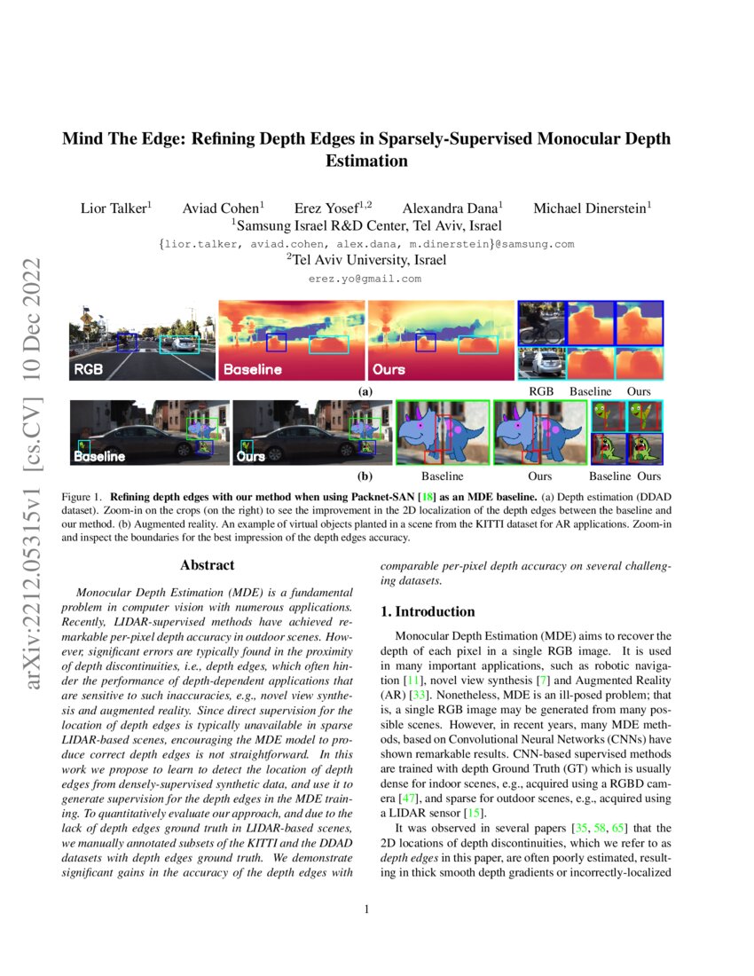 Mind The Edge Refining Depth Edges In Sparsely Supervised Monocular Depth Estimation Deepai