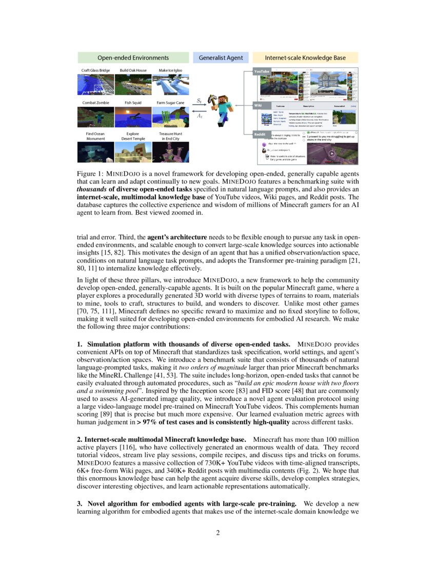 MineDojo: Building Open-Ended Embodied Agents with Internet-Scale Knowledge | DeepAI