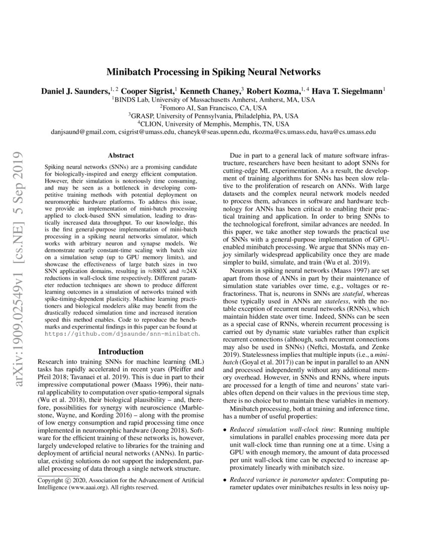 Minibatch Processing in Spiking Neural Networks | DeepAI