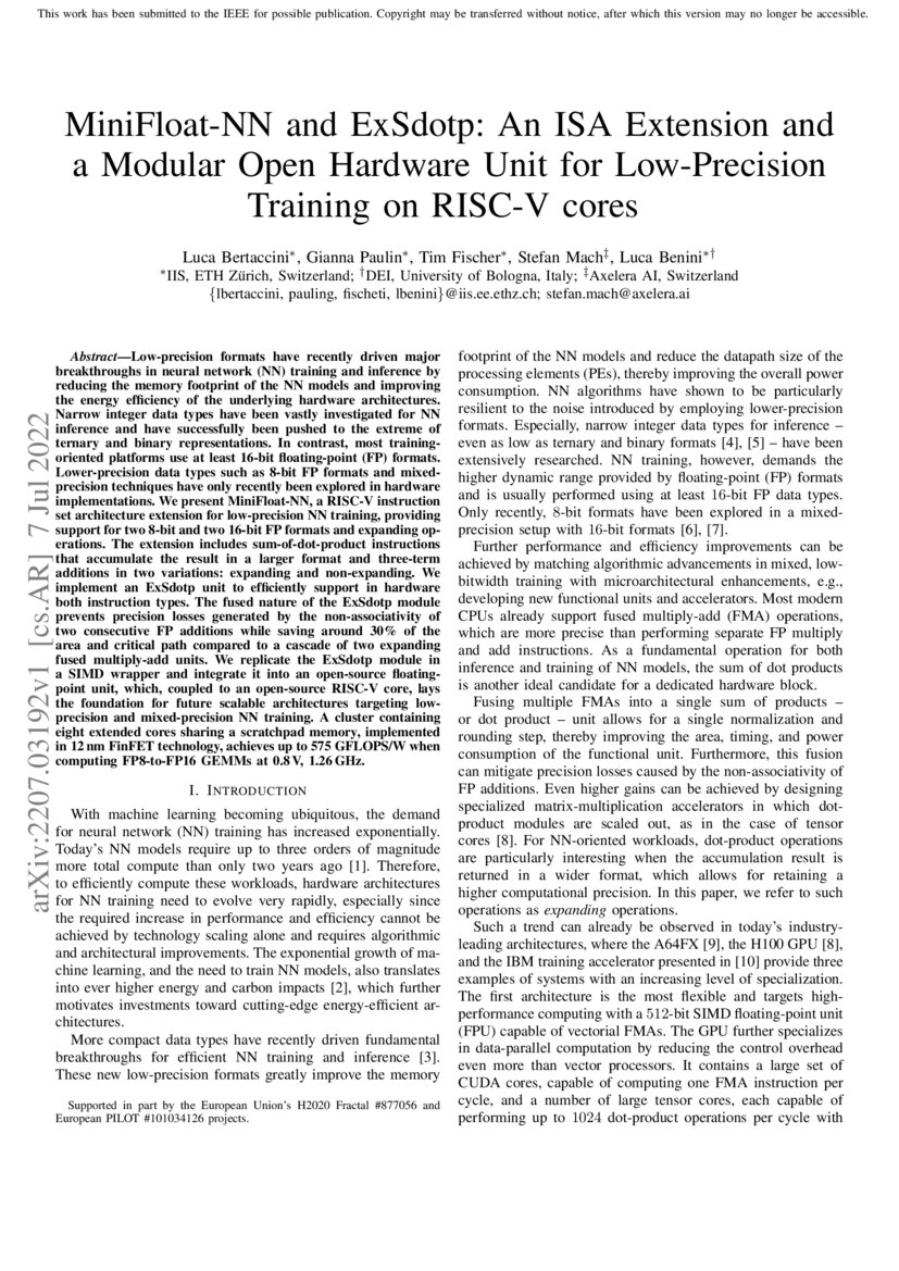 MiniFloat-NN and ExSdotp: An ISA Extension and a Modular Open Hardware ...