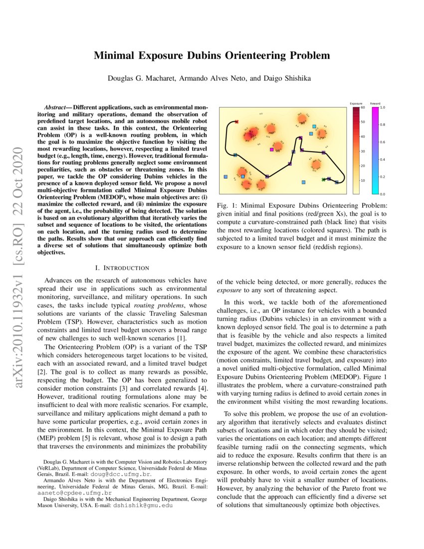 Minimal Exposure Dubins Orienteering Problem | DeepAI