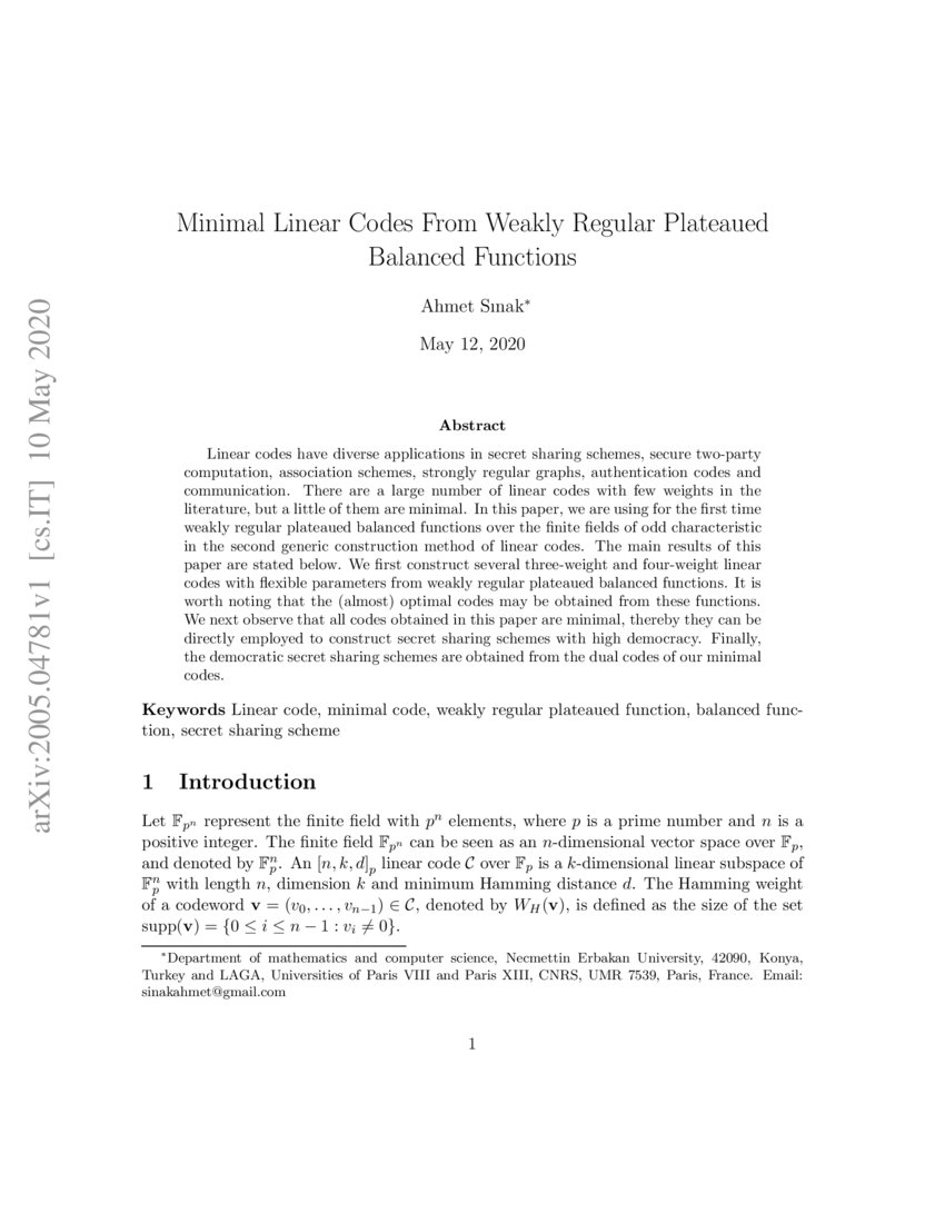 Minimal Linear Codes From Weakly Regular Plateaued Balanced Functions Deepai