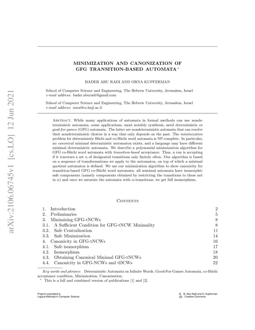 Minimization And Canonization Of Gfg Transition Based Automata Deepai