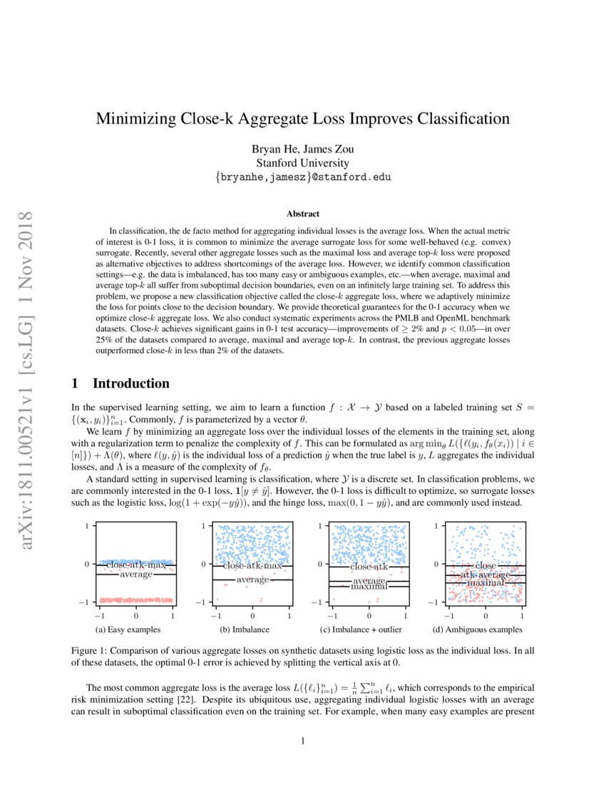 Minimizing Close-k Aggregate Loss Improves Classification | DeepAI
