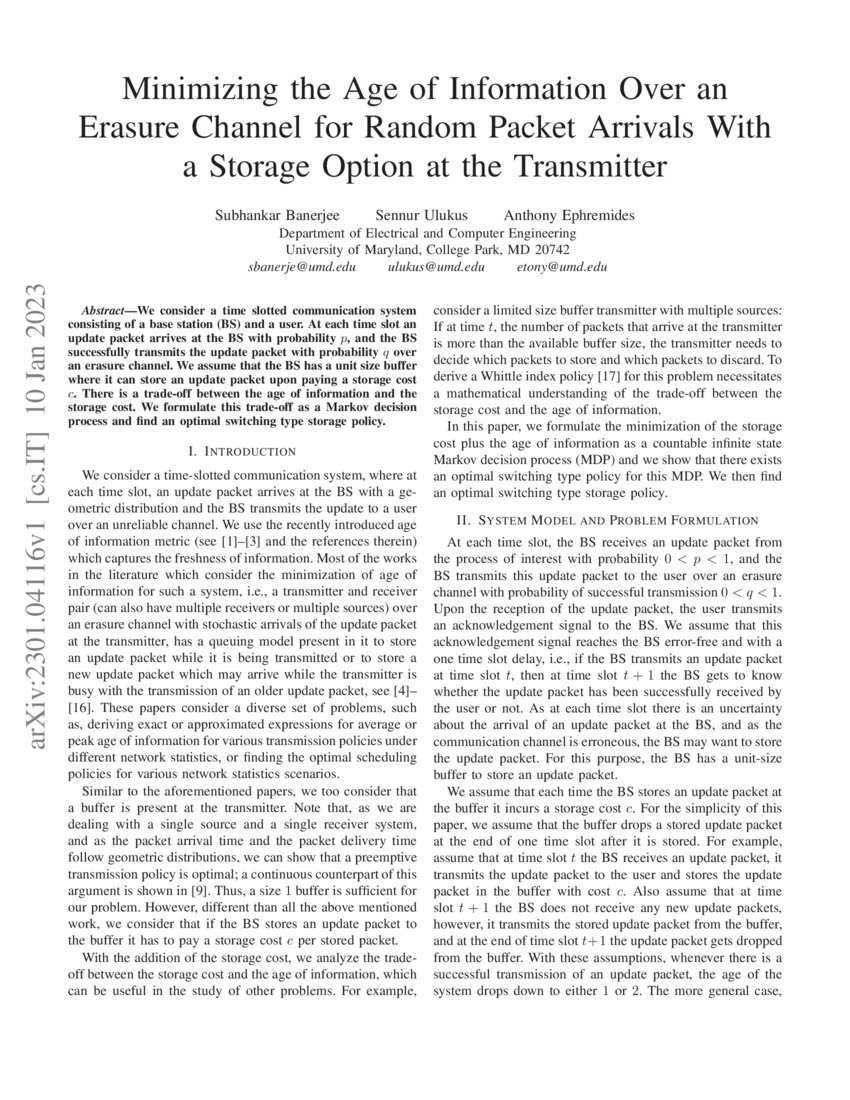 Minimizing the Age of Information Over an Erasure Channel for Random Packet Arrivals With a ...
