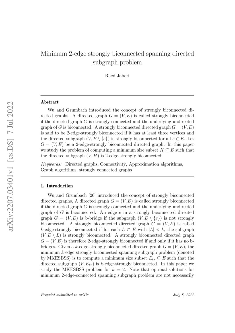 Minimum 2 Edge Strongly Biconnected Spanning Directed Subgraph Problem Deepai