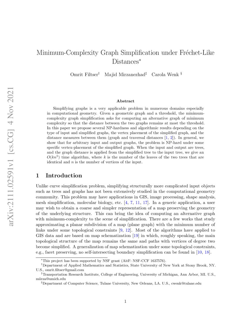 Minimum-Complexity Graph Simplification under Fréchet-Like Distances | DeepAI