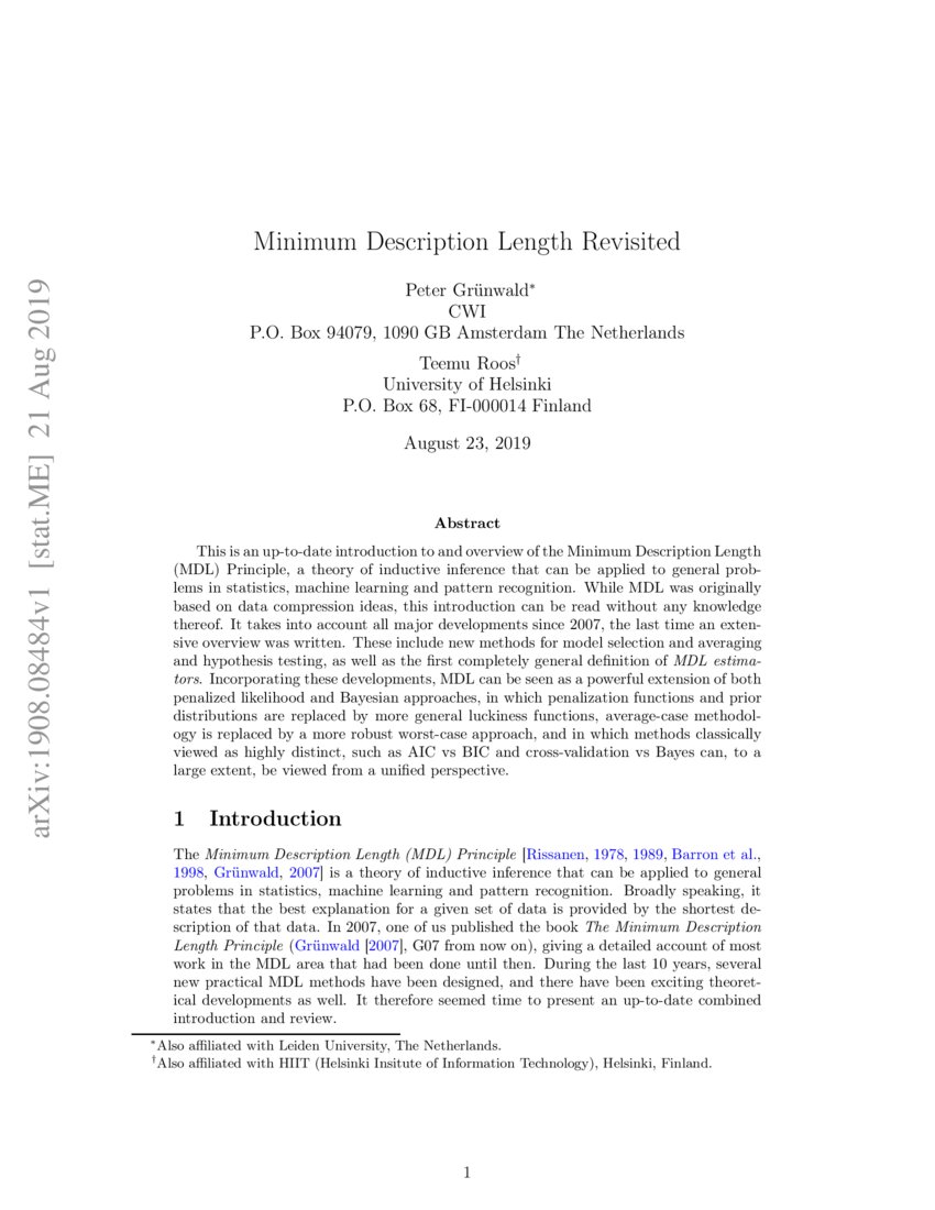 Minimum Description Length Revisited | DeepAI
