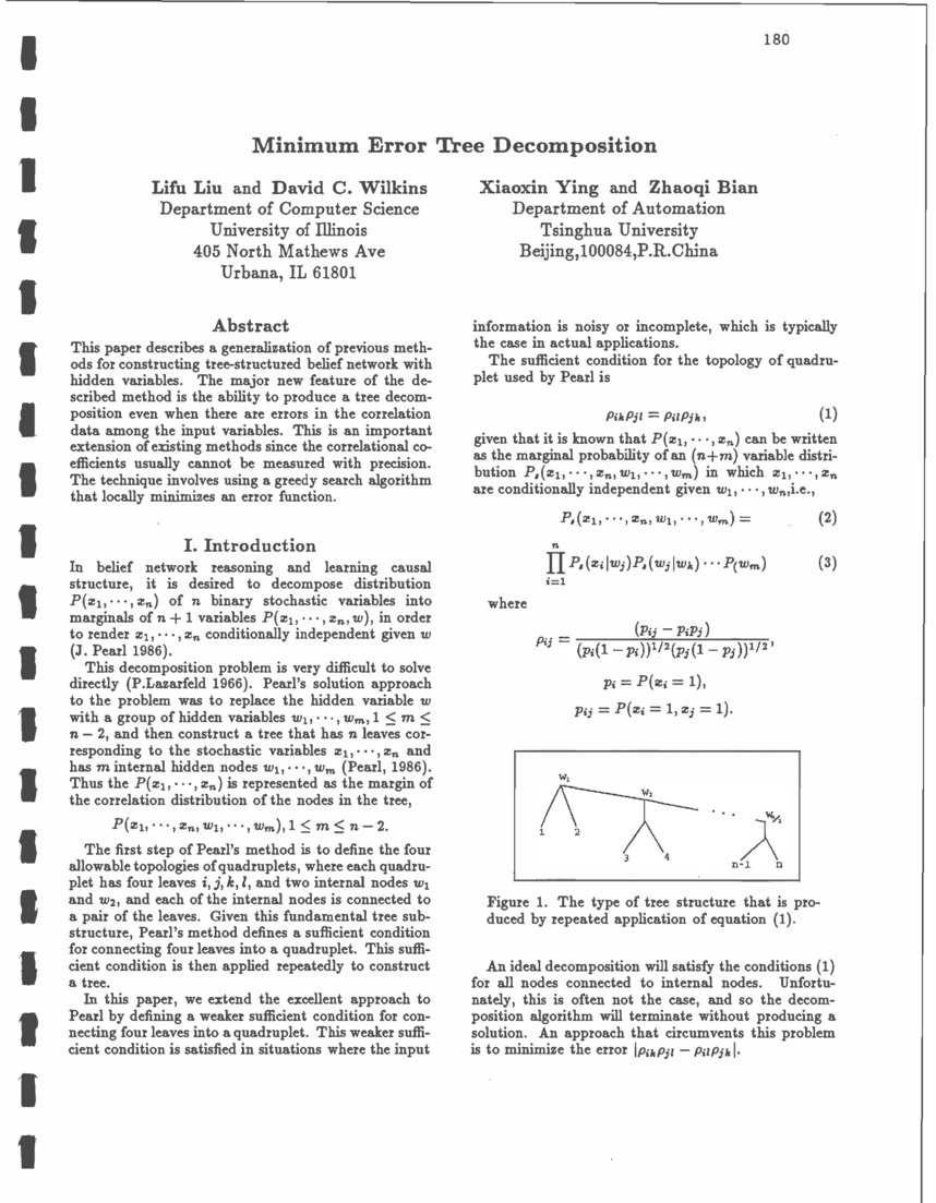 Minimum Error Tree Decomposition | DeepAI