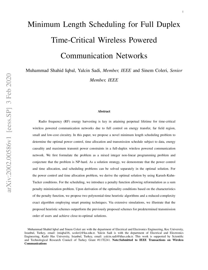 Minimum Length Scheduling For Full Duplex Time Critical Wireless Powered Communication Networks